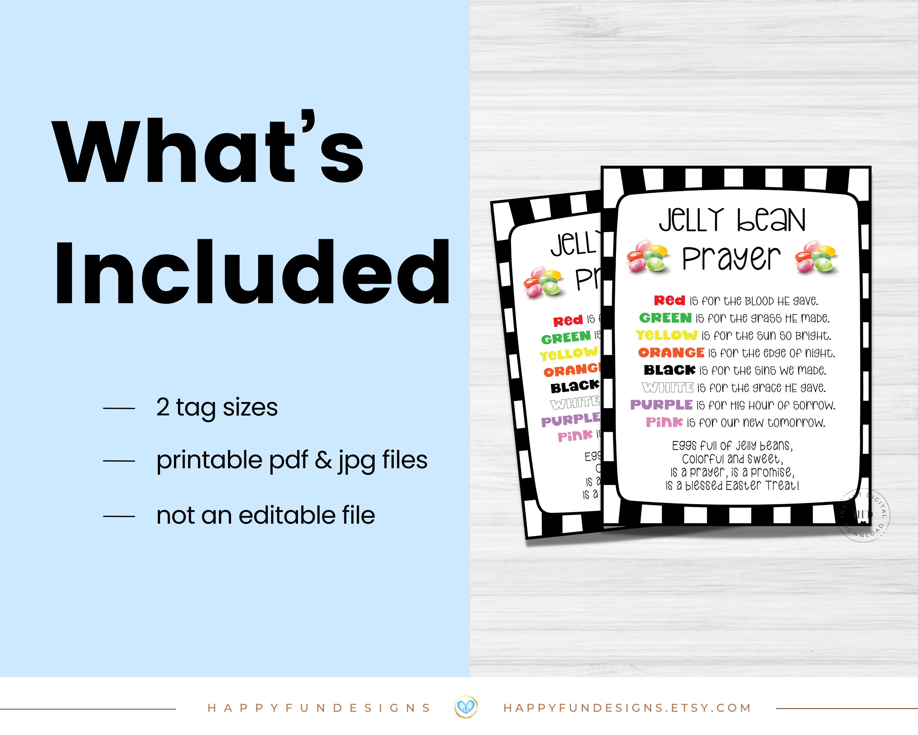 Jelly Bean Prayer Poem Tag Printable, Christian Easter Basket Filler ...