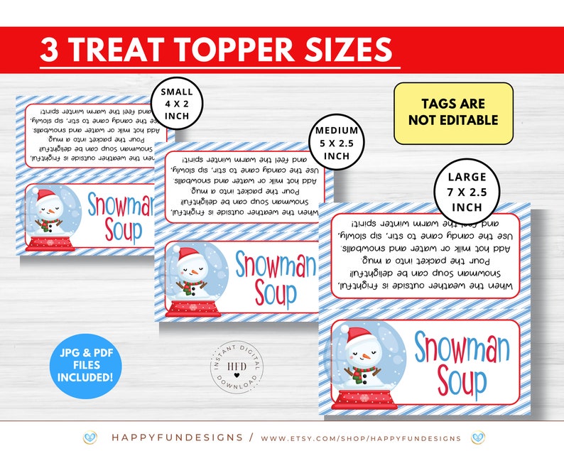 Snowman Soup Treat Bag Topper Printable, Snowman Soup Tag, Snowman Soup ...