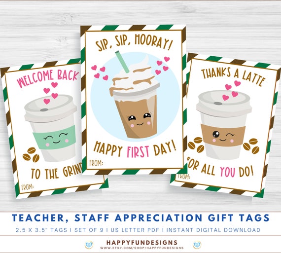 Teacher Appreciation Coffee Gift Tags Printable Thanks a - Etsy