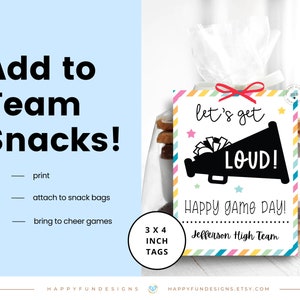 Editable Cheerleading Squad Dance Team Treat Tag Printable, Push ...