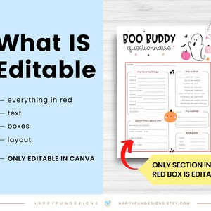 Editable Boo Buddy Questionnaire Printable, Boo Buddies, Youve Been ...