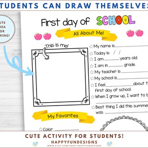 First Day of School Sign, All About Me Printable, Back to School Kids ...