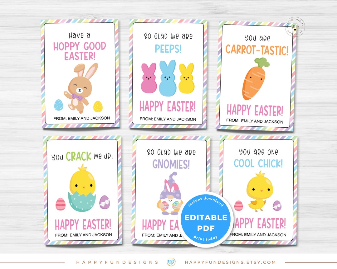 Hoppy Easter Tag Printable, Easter Editable Tags, Easter Pun Card ...