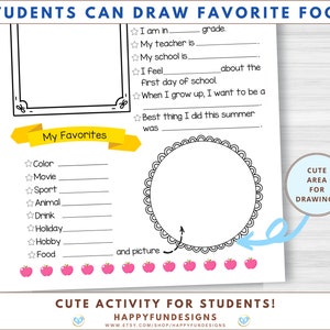 First Day of School Sign, All About Me Printable, Back to School Kids ...