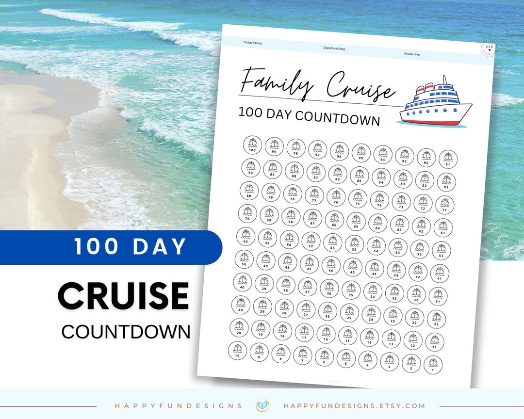 Cruise Countdown Printable, 100 Day Vacation Cruise, Cruise Essential ...
