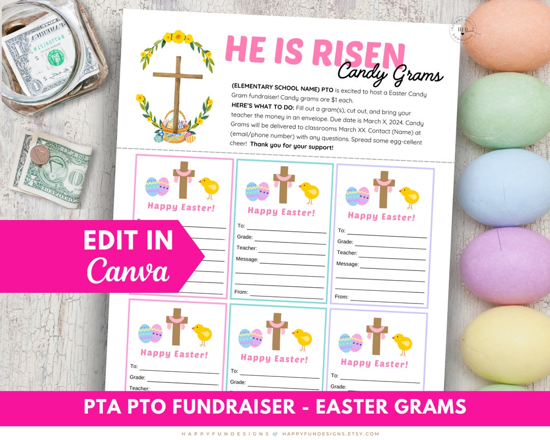 Religious Candy Gram Fundraiser, He is Risen Easter Gram, Church ...