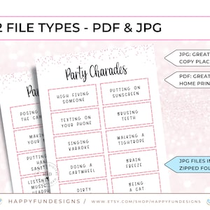 Printable Charades Game, Teen Girl Games, Charades Game for Kids ...