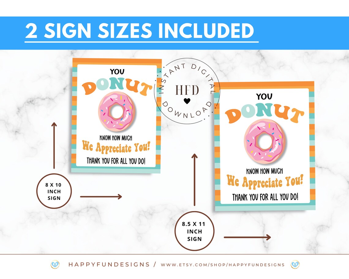 Donut You Know Sign Printable Donut Thank You Donut Sign - Etsy