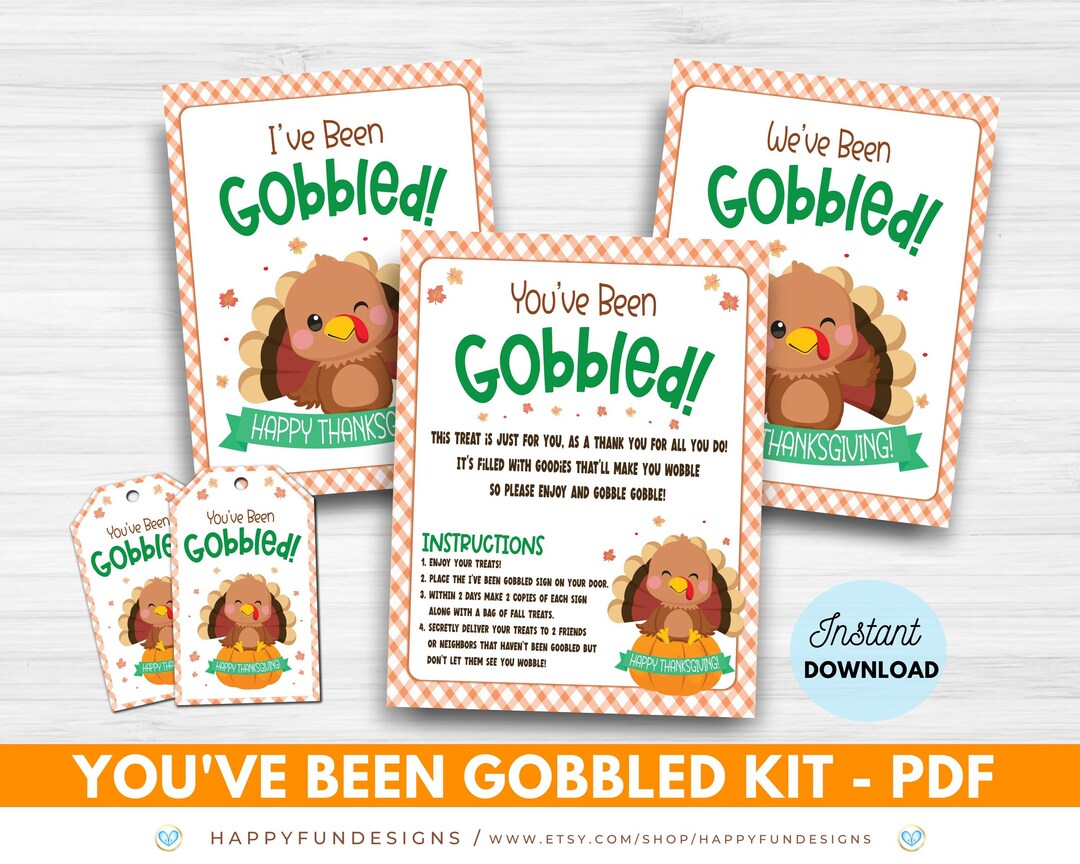 You've Been Gobbled Printable Thanksgiving Teacher Staff Appreciation ...