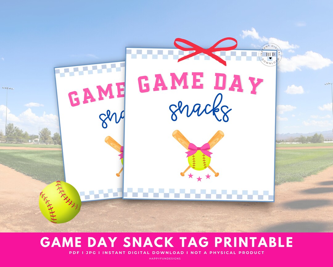 Softball Snack Bag Tags Printable, Softball Concessions Snack Tags ...