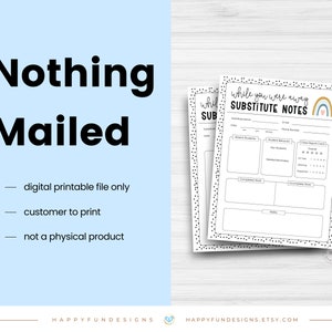 Substitute Teacher Note Template Editable, While You Were Away ...