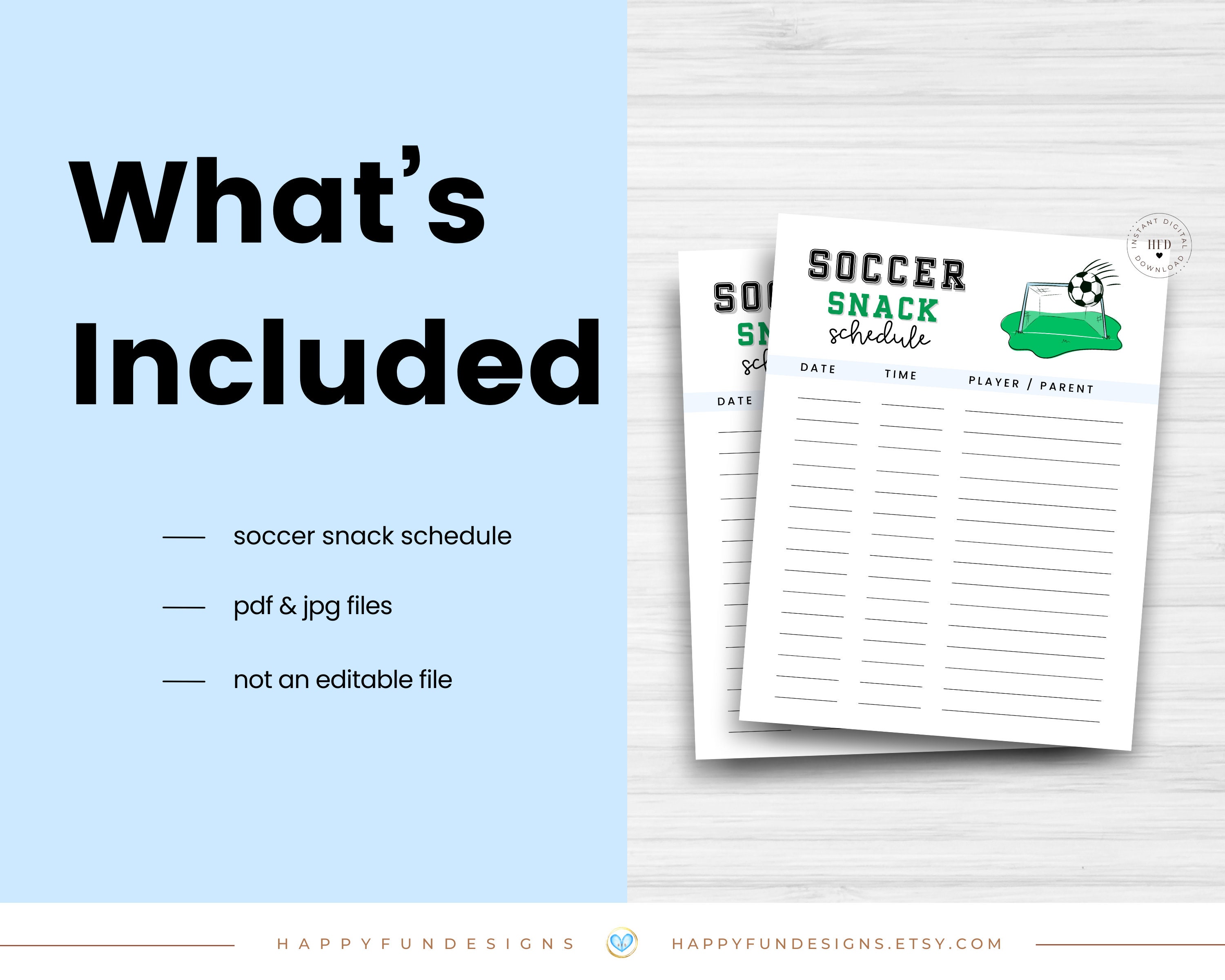 Soccer Snack Schedule Printable, Soccer Snack Sign up Sheet, Game Day ...