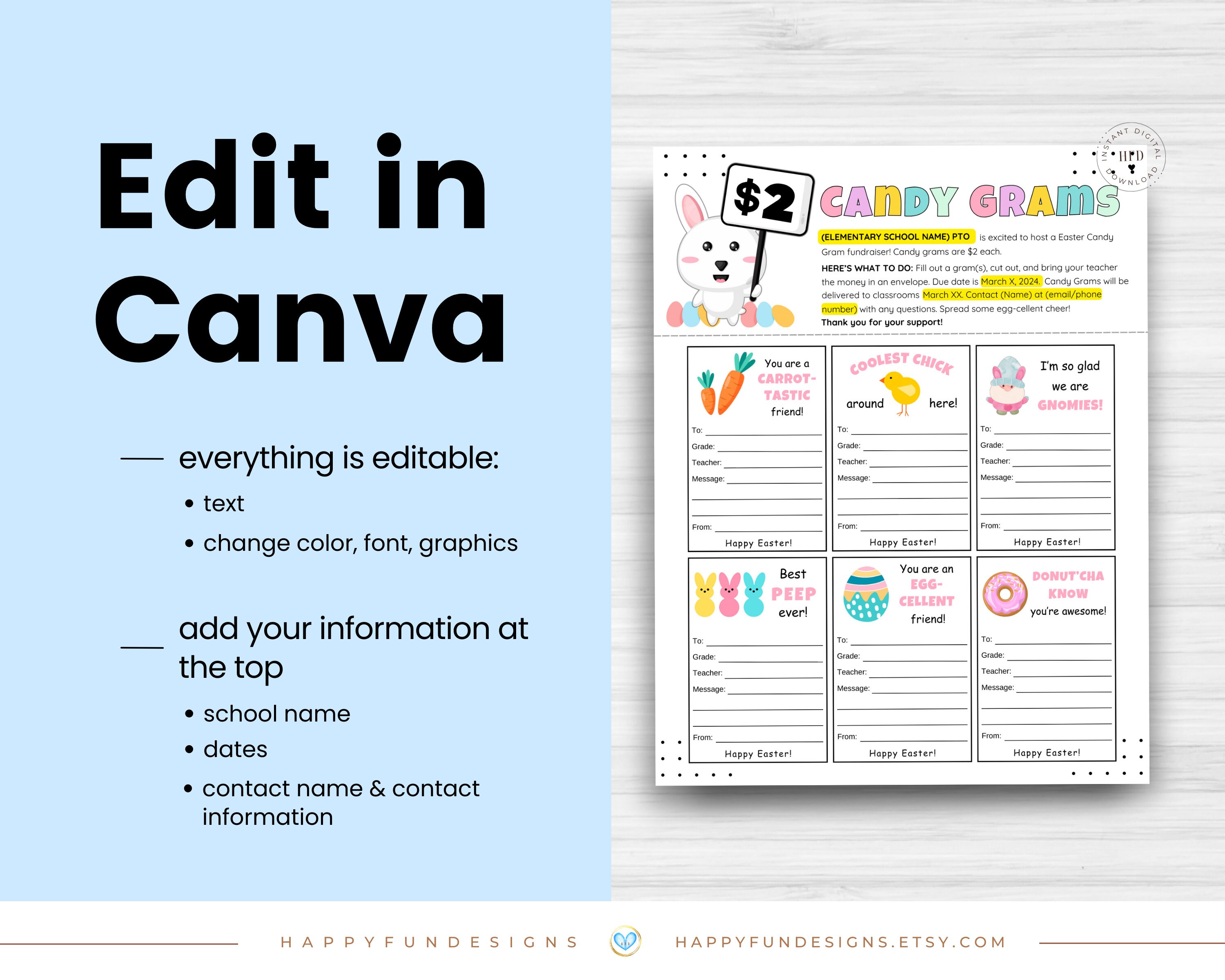 Easter Gram, Easter Bunny Gram School Fundraiser, School Candy Gram ...
