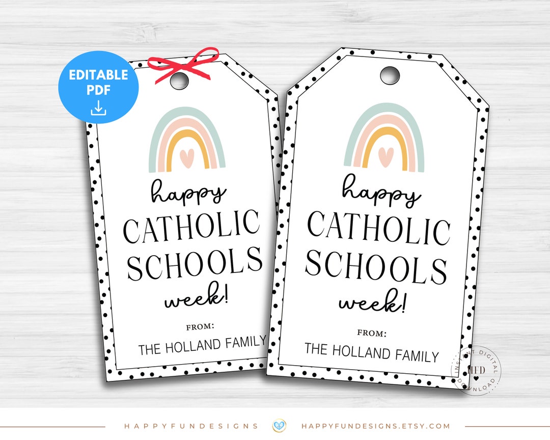 Catholic School Week, Printable Church Tag, Catholic Teacher Thank You ...