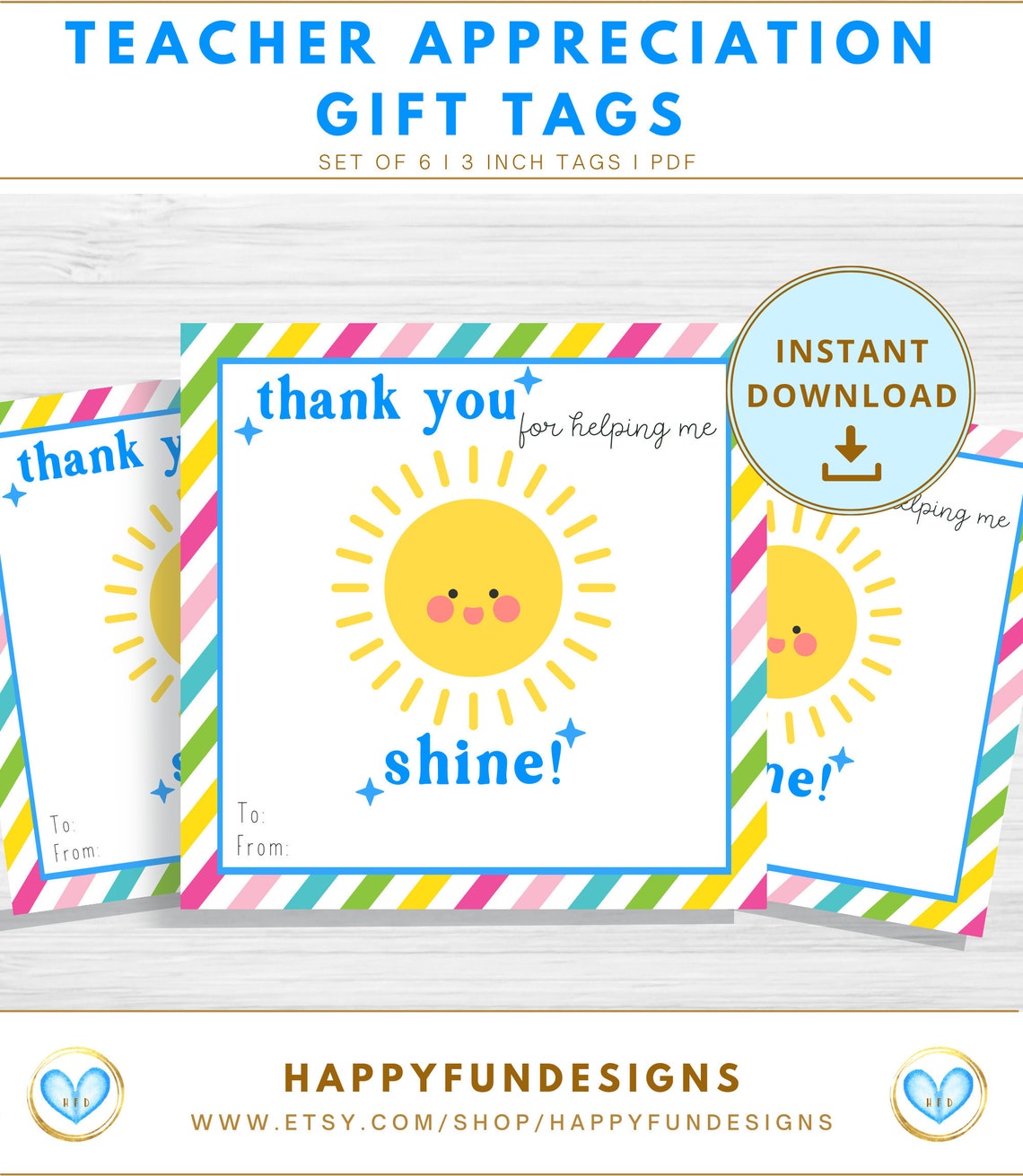 Teacher Appreciation Gift Tags Printable Thank You for - Etsy