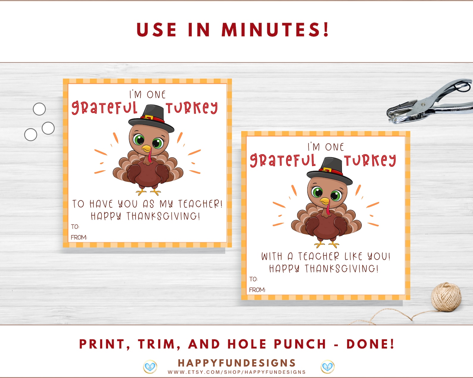 Grateful Turkey Thanksgiving Teacher Appreciation Gift Tags - Etsy