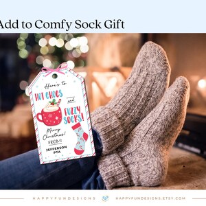 Hot Chocs and Fuzzy Socks Gift Tag Printable, Christmas Socks Tag, Hot ...