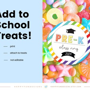 Prek Preschool Class Ring Candy Tag Printable, Prek Candy Ring Class ...