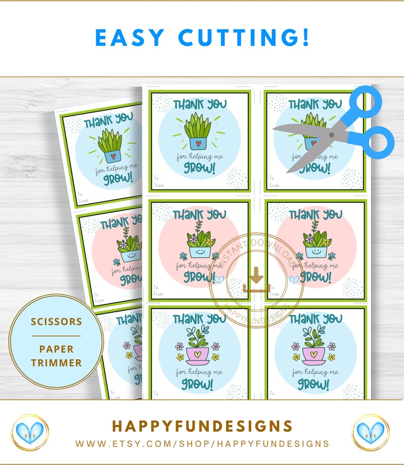Teacher Appreciation Gift Tags Printable, Thank You for Helping Me Grow ...