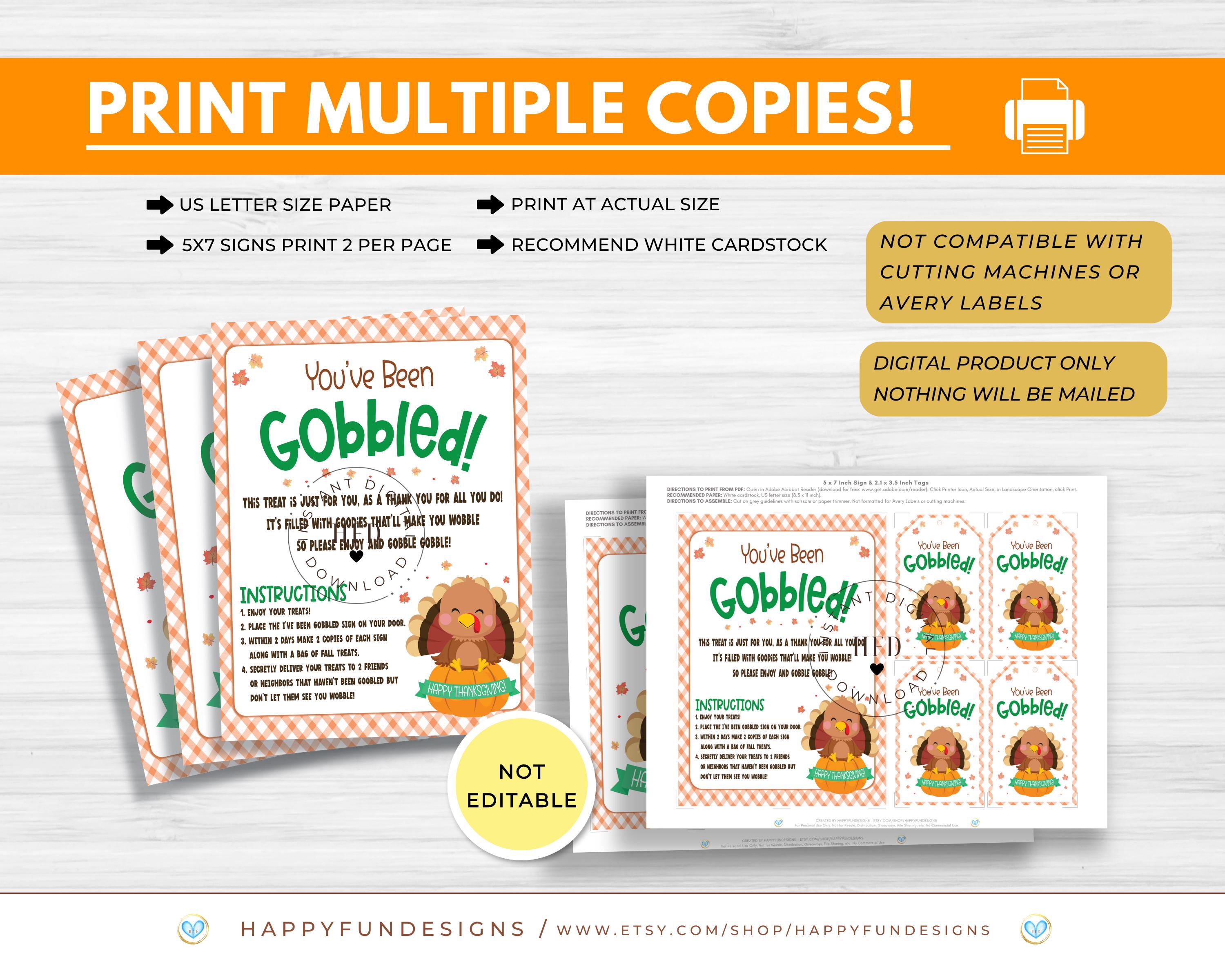 You've Been Gobbled Printable Thanksgiving Teacher Staff Appreciation ...