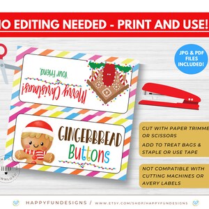 Gingerbread Buttons Treat Bag Topper Printable, Gingerbread Activities ...