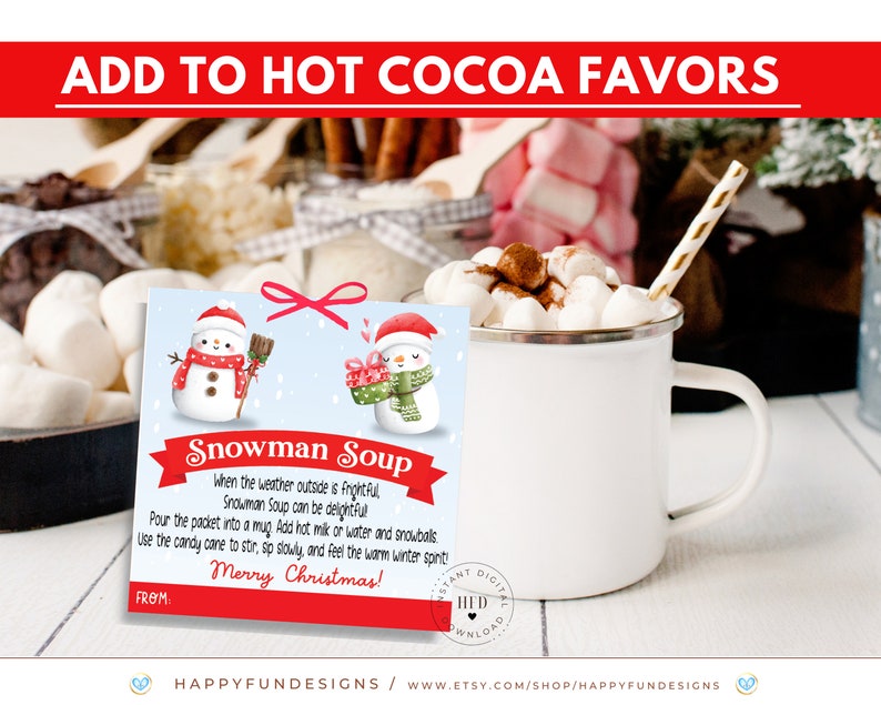 Snowman Soup Tag Printable, Snowman Soup Topper, Treat Bag Topper, PTA ...