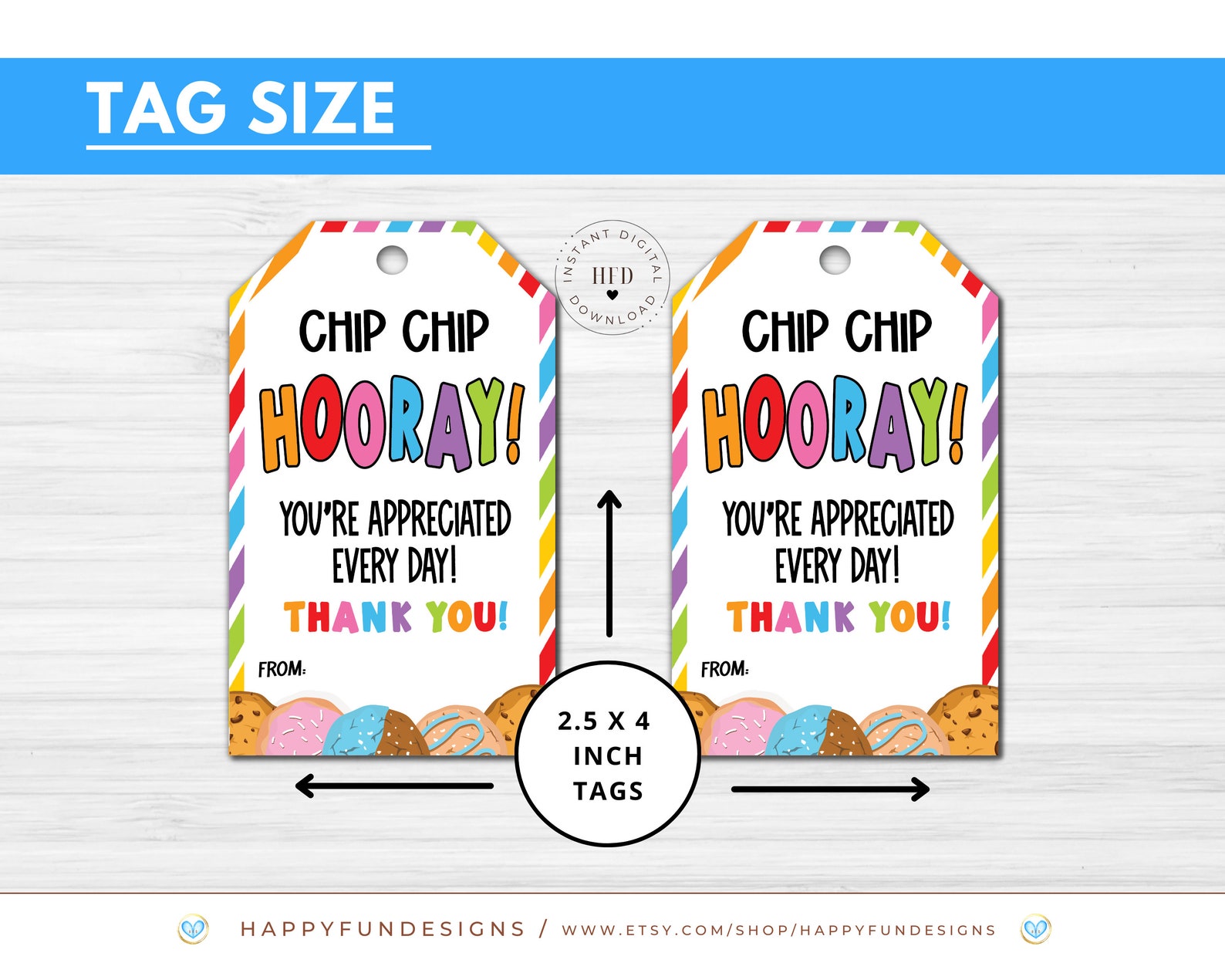 Chip Chip Hooray Tag Printable, Teacher Cookie Tag, Teacher Staff ...