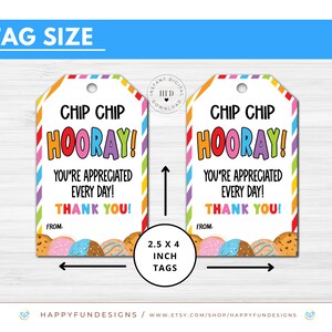 Chip Chip Hooray Tag Printable, Teacher Cookie Tag, Teacher Staff ...