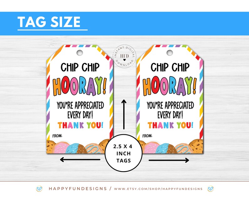 Chip Chip Hooray Tag Printable, Teacher Cookie Tag, Teacher Staff ...