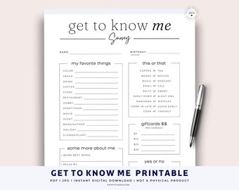 Get to Know Me, All About Me Template, Employee Questionnaire, Employee ...