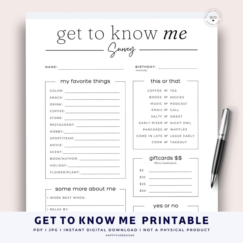 Employee About Me Sheet - Etsy