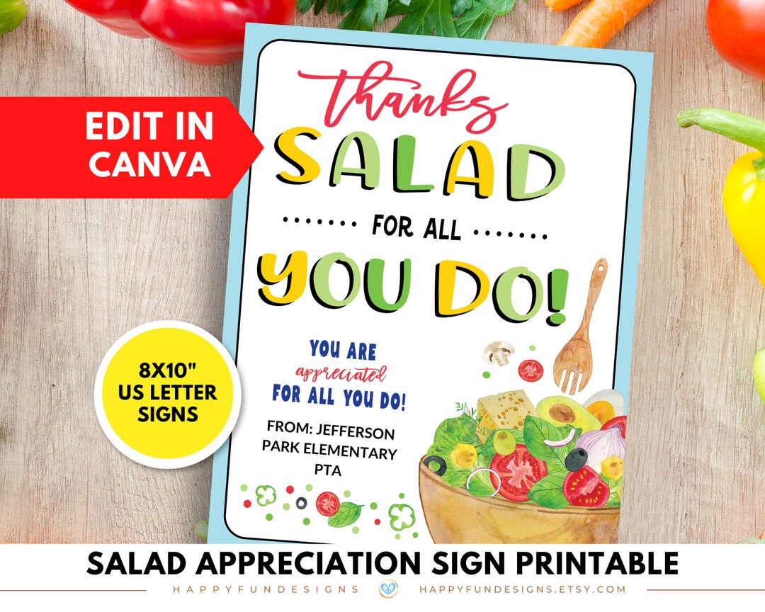 Editable Salad Bar for Teacher Appreciation Printable Salad ...