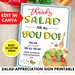 Editable Salad Bar for Teacher Appreciation Printable Salad ...