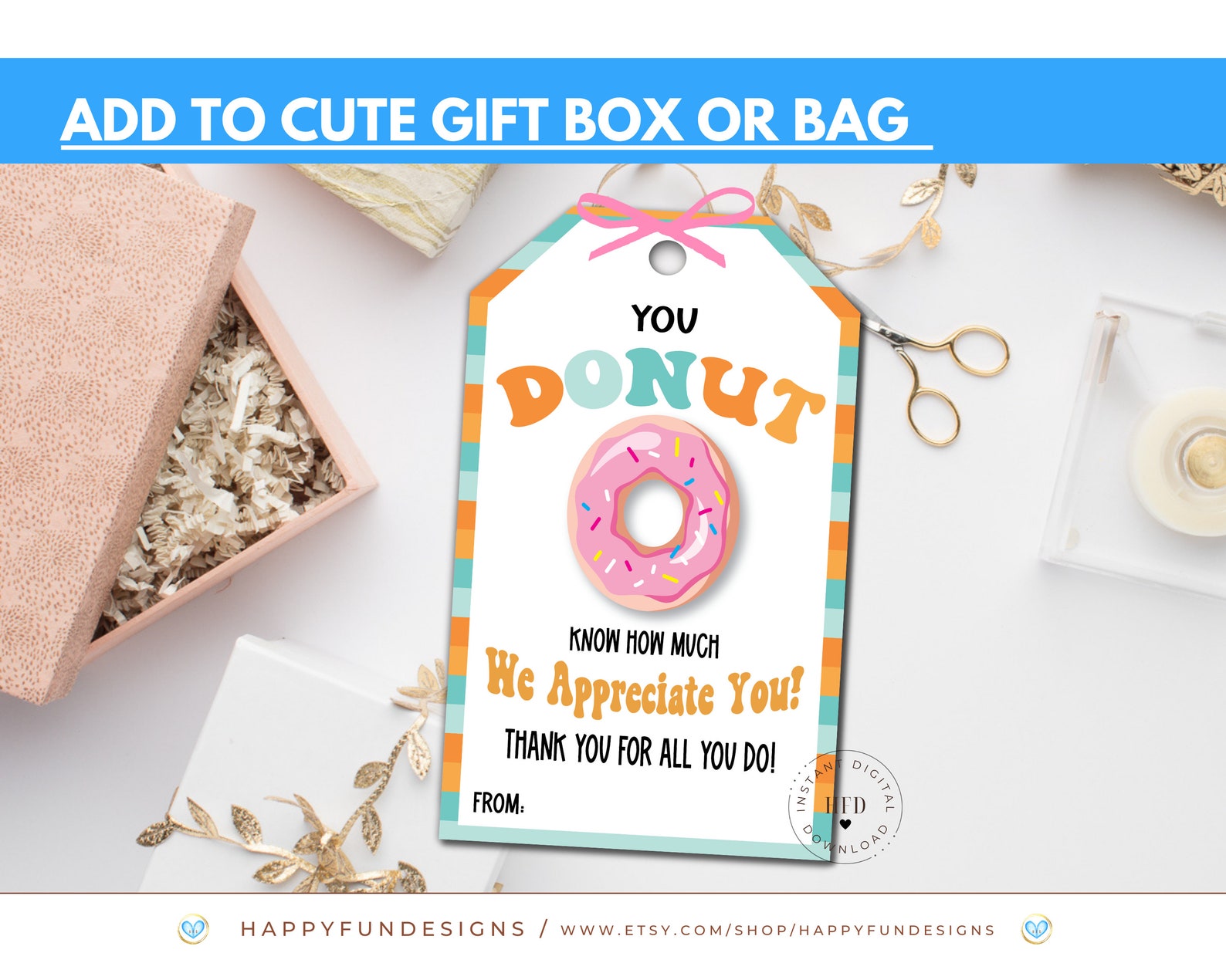 Donut You Know Tag Printable Donut Thank You Tag Donut Gift - Etsy