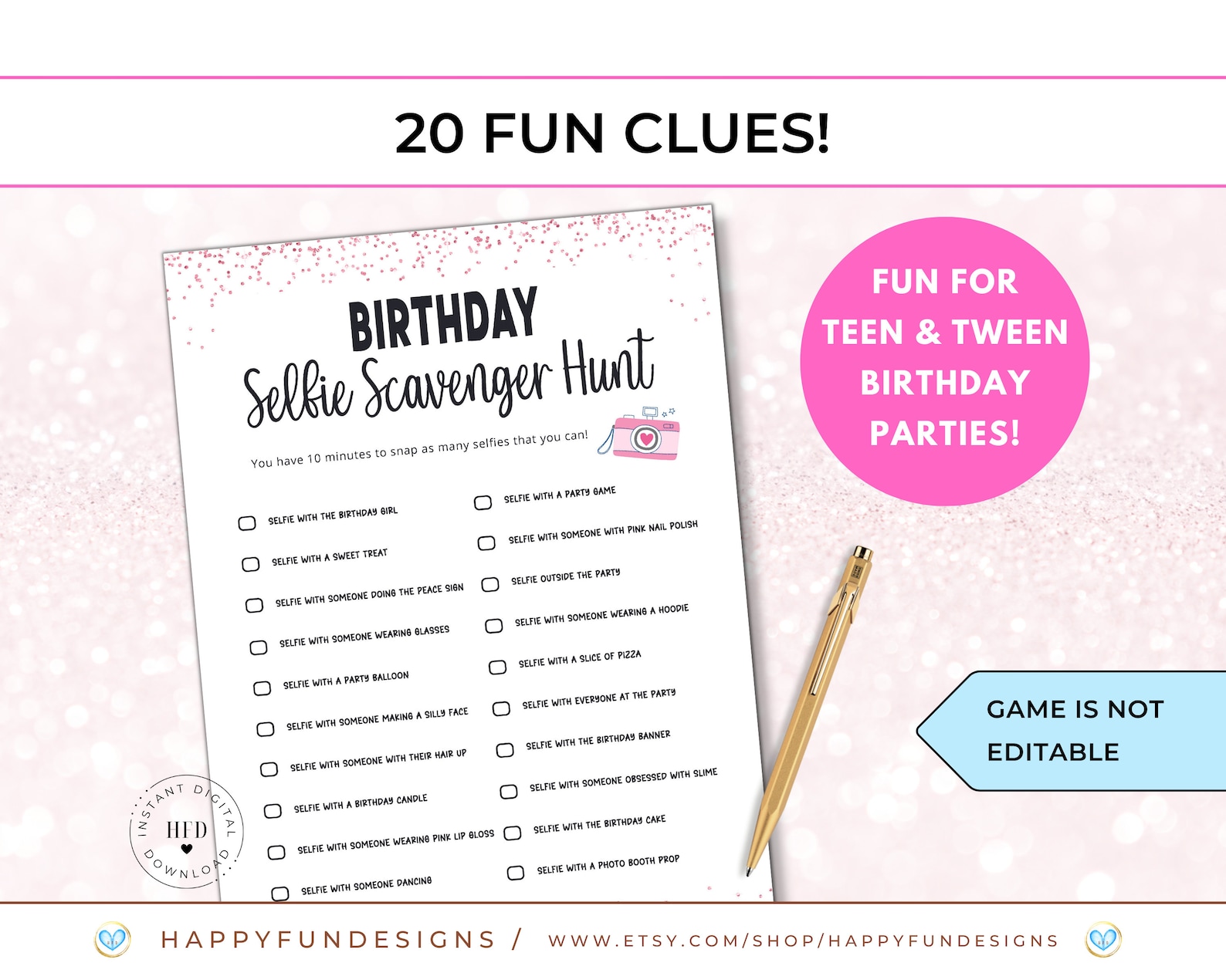 Scavenger Hunt for Teens Birthday Selfie Game, Selfie Scavenger Hunt ...