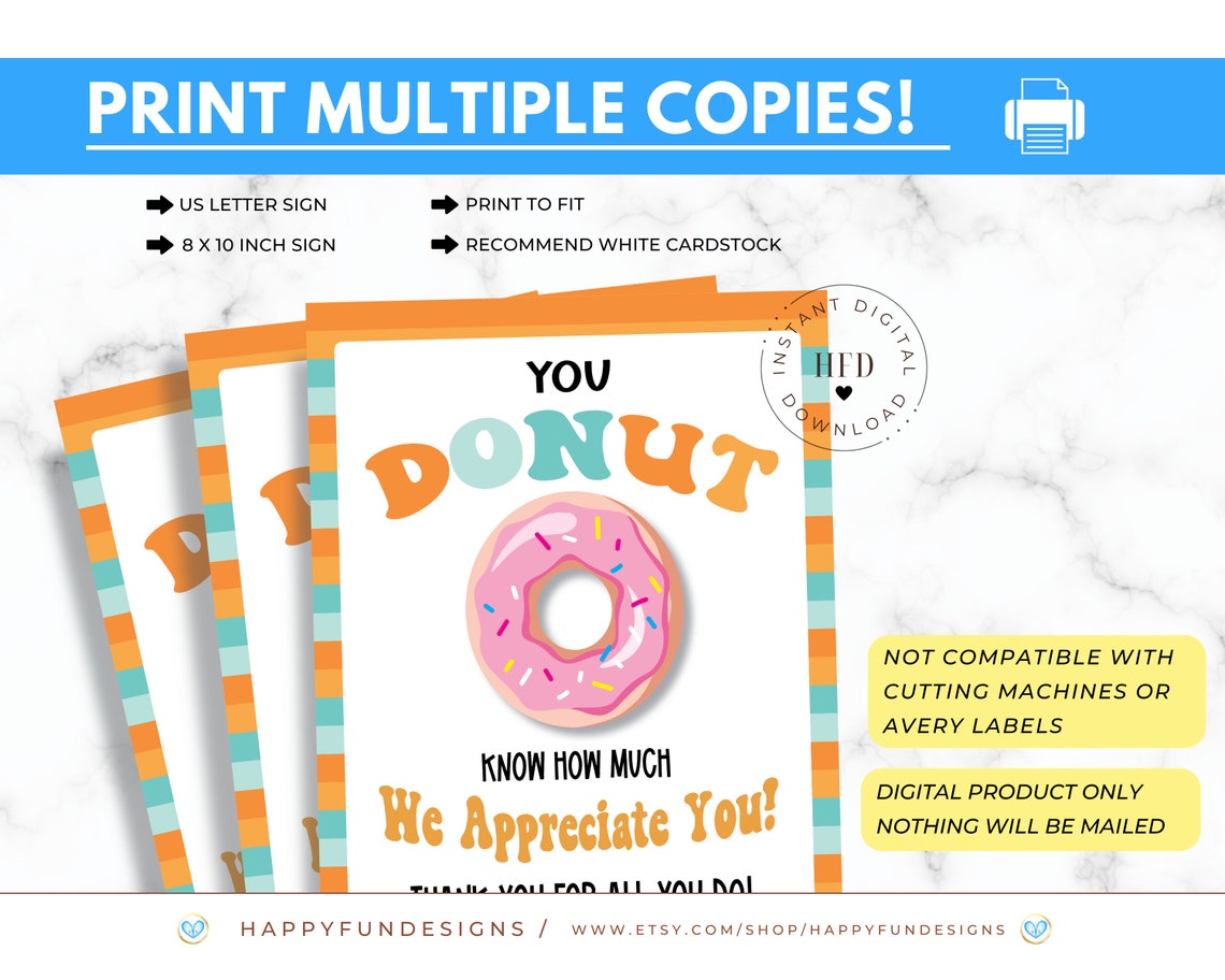 Donut You Know Sign Printable Donut Thank You Donut Sign - Etsy