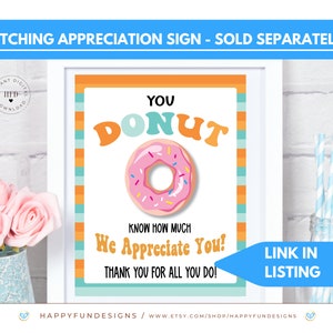 Donut You Know Tag Printable Donut Thank You Tag, Donut Gift Tag, Staff ...