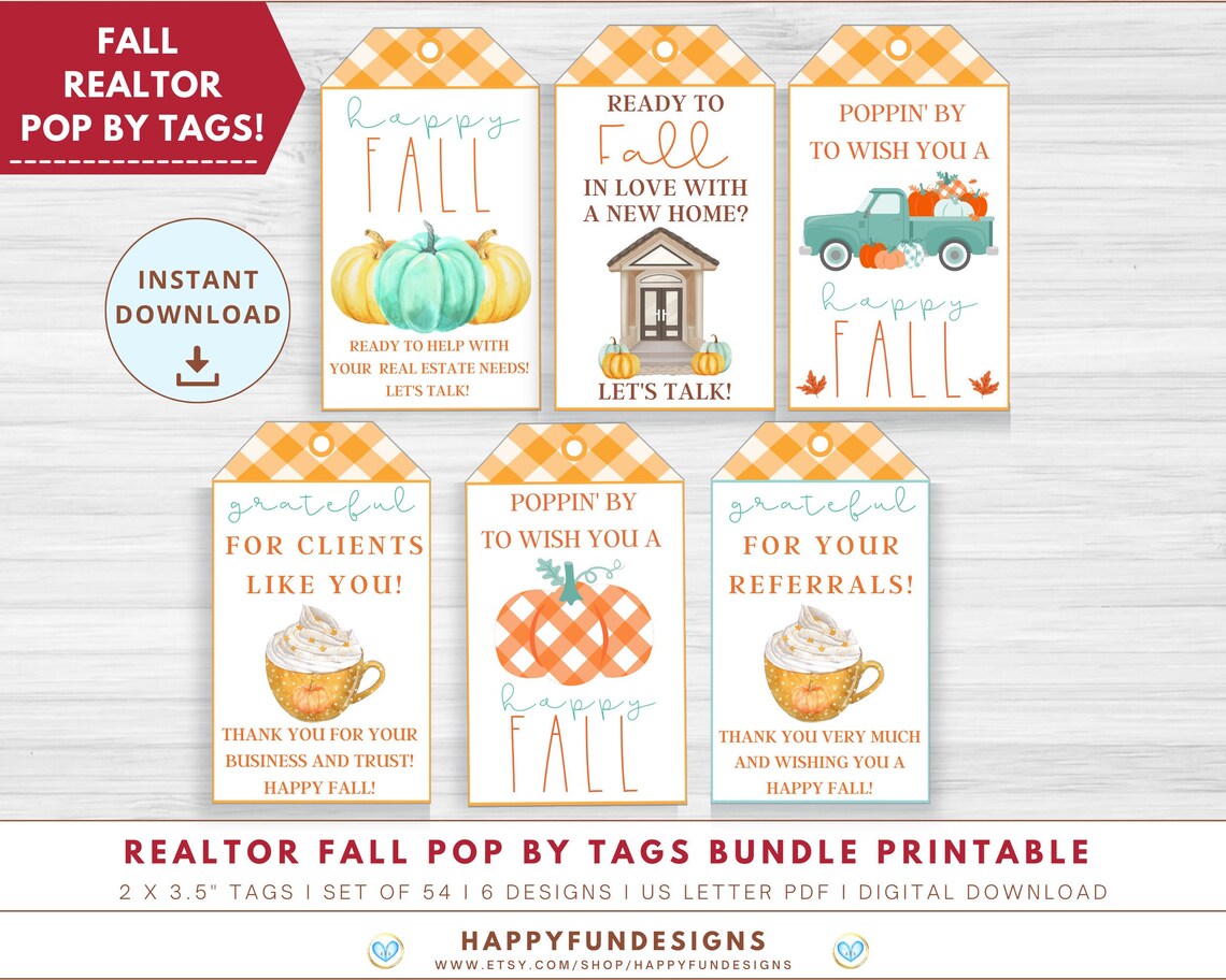 Fall Realtor Pop by Tags Printable Realtor Closing Gift Pop - Etsy