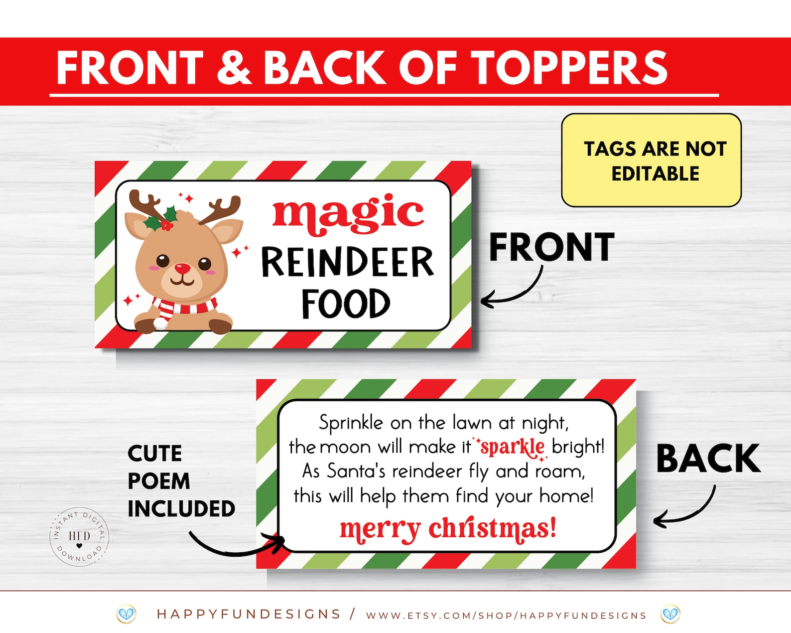 Reindeer Food Bag Topper, Magic Reindeer Food Printable Santa Reindeer ...