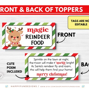 Reindeer Food Bag Topper, Magic Reindeer Food Printable Santa Reindeer ...