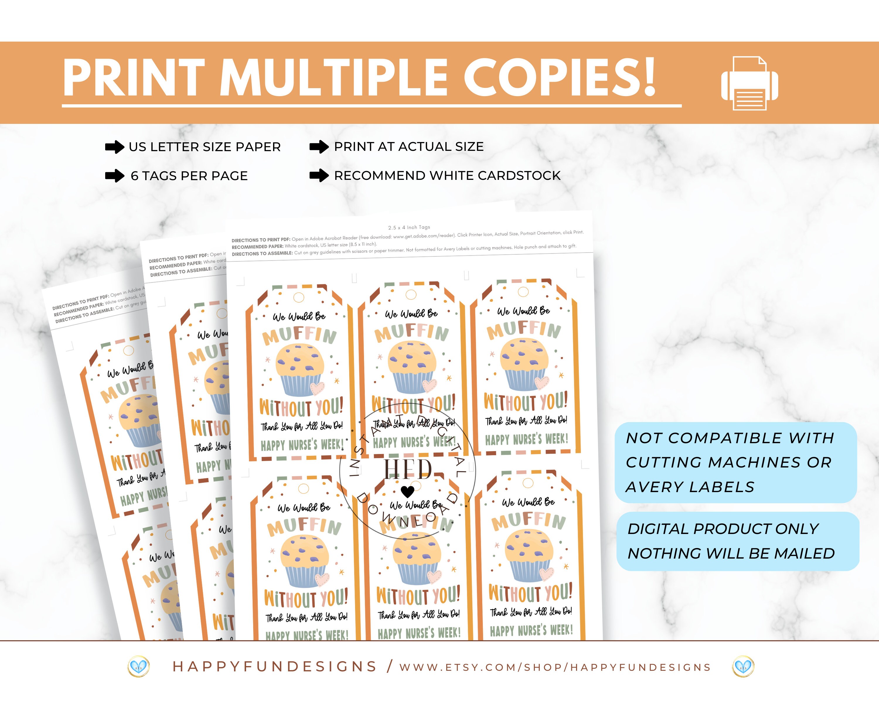 Happy Nurses Week Tag, Nurse's Week Printable, We Would Be Muffin ...