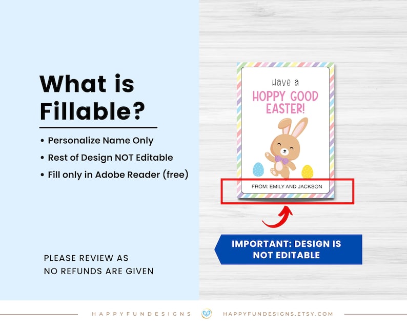 Hoppy Easter Tag Printable, Easter Fillable Tags, Easter Pun Card ...