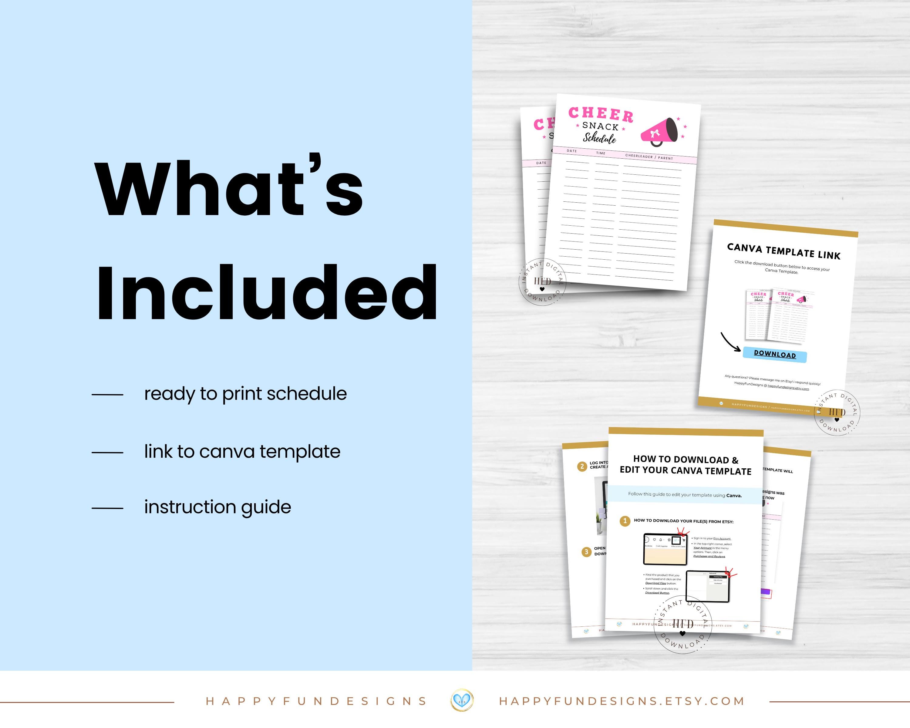 Editable Cheer Snack Schedule Printable, Cheer Snack Sign up Sheet ...