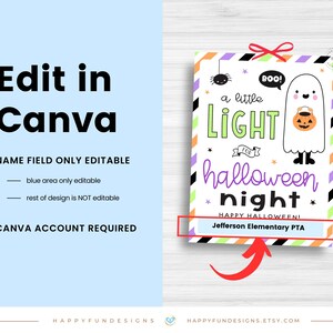 Editable A Little Light for Halloween Night Tag Printable Halloween ...