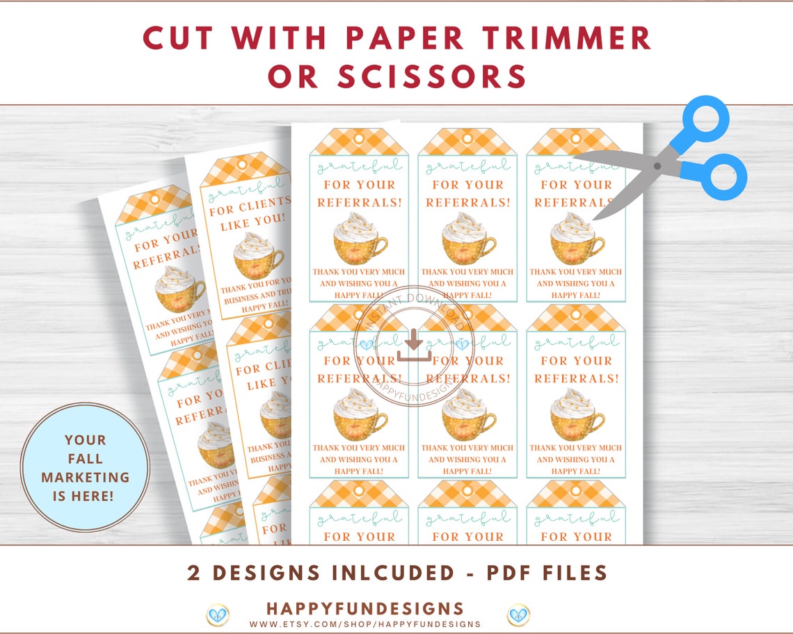 Fall Realtor Referral Gift Tags Printable Realtor Closing - Etsy