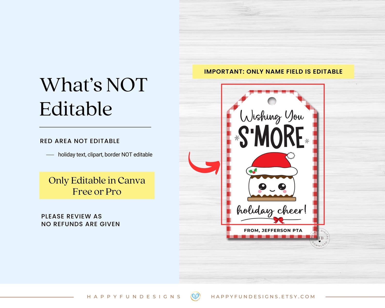 Christmas Smore Tag Printable, Wishing You Smore Holiday Cheer, Teacher ...