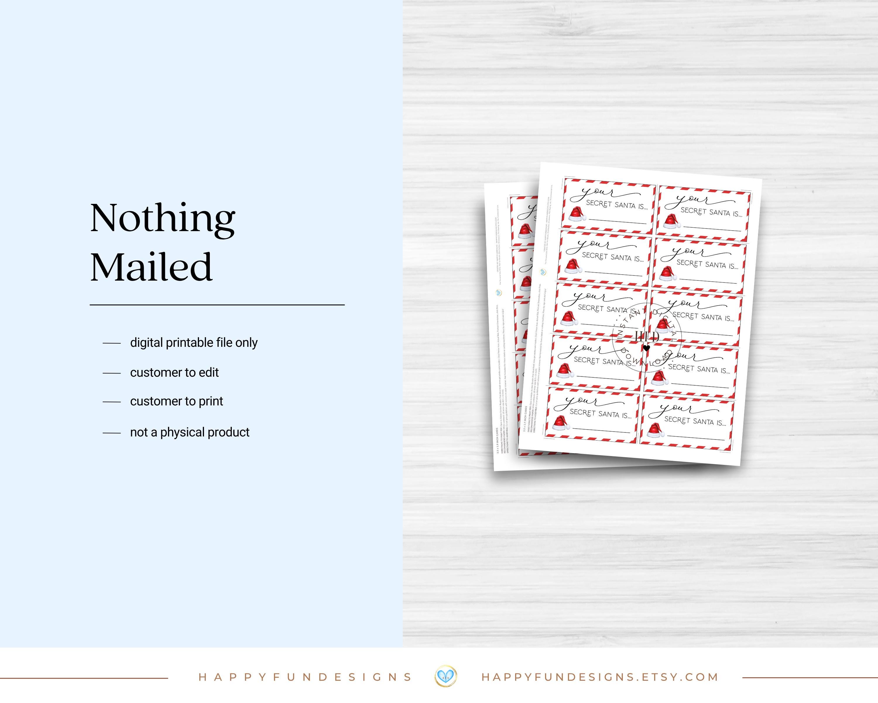 Editable Secret Santa Name Draw Cards Printable, Office Secret Santa ...