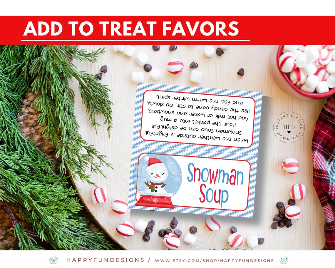 Snowman Soup Treat Bag Topper Printable, Snowman Soup Tag, Snowman Soup ...