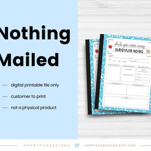 Substitute Teacher Note Template Editable, While You Were Away ...