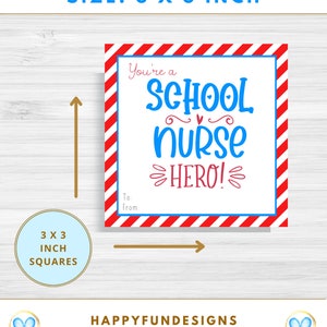 School Nurse Appreciation Gift Tags Printable, Nurse Hero, School Nurse ...